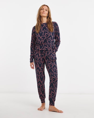 Pretty Secrets Soft Knit Crew Neck Heart Print Pyjama Set | Premier Man